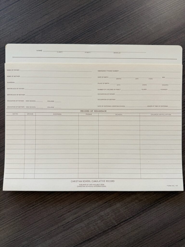 Cumulative Record Folders, Form 100